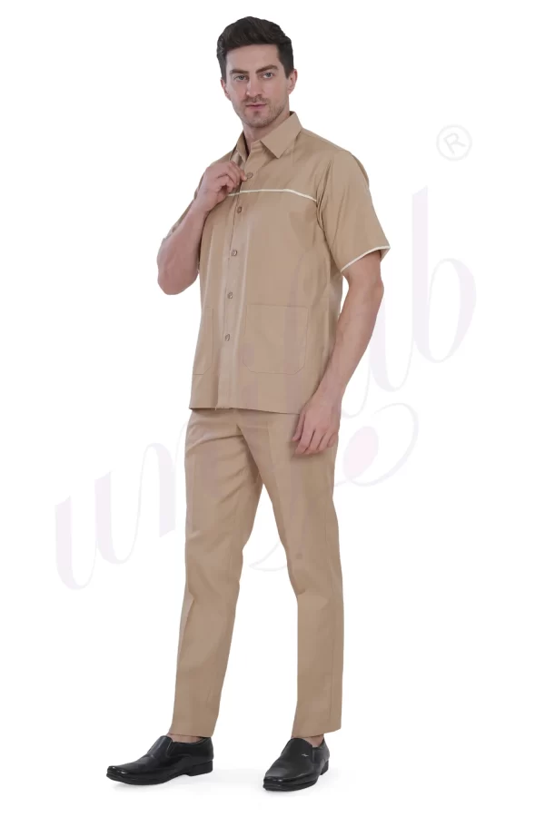 Nursing Male Uniform Beige and Off White Combination - Unifab India
