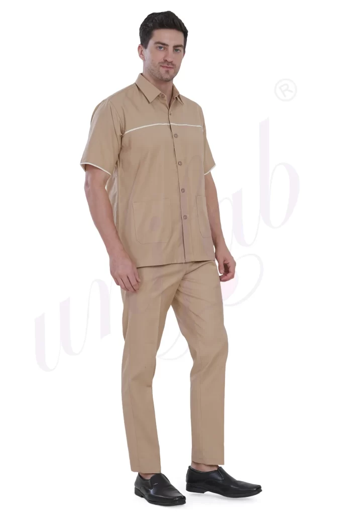 Nursing Male Uniform Beige and Off White Combination - Unifab India